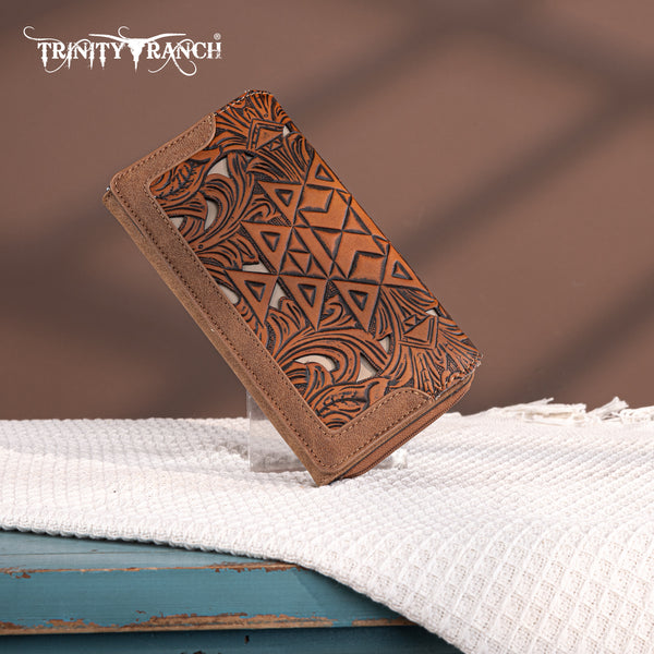 TR190-W010 Trinity Ranch Floral Aztec Tooled Collection Wallet ...