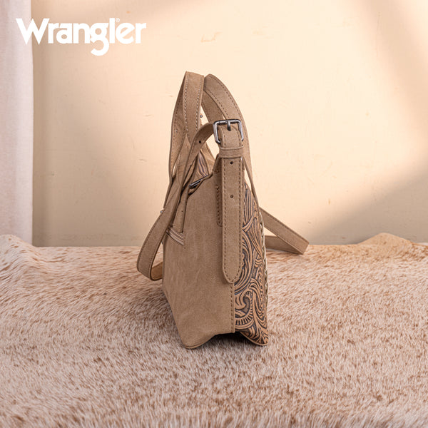 WG226-8605 Wrangler Tooled Aztec Pattern Print Tote/Crossbody -Tan ...