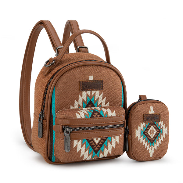 WG174-8601 Wrangler Southwestern Knitted Mini Backpack With Coin Pouch ...
