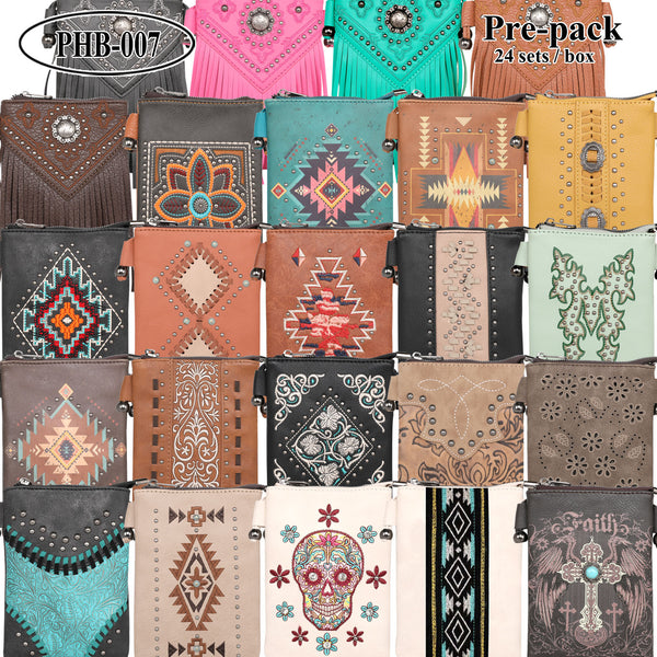 PHB-007 American Bling Crossbody Bag Cell Phone Pouch Pre-Pack 24Pcs/B ...