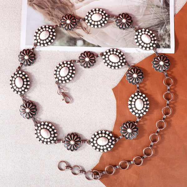 RCB-1047 Rustic Couture Oval Flower Stone Concho and daisy conchos Lin ...