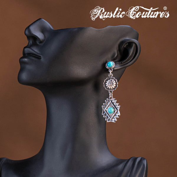 RCE-1122 Rustic Couture's Artificial Stone Aztec Dangling Earring ...