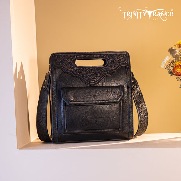 TR173G-9360 Trinity Ranch Floral Tooled Concealed Carry Crossbody Bag ...