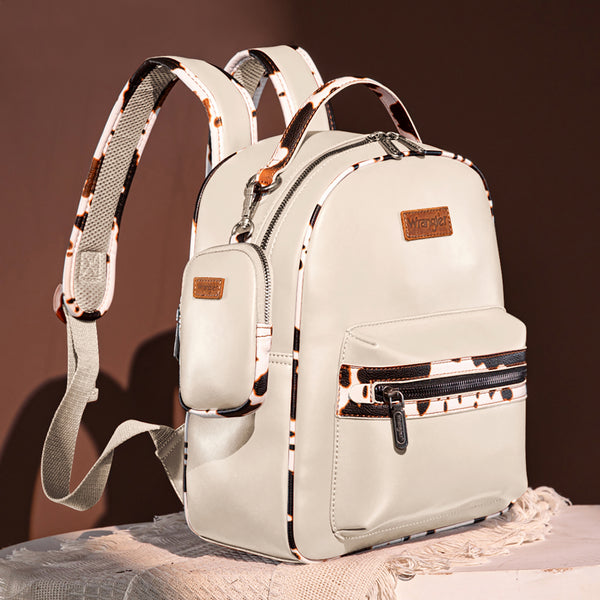 WG102-8603 Wrangler Cow Print Backpack With Coin Pouch - Tan – MONTANA ...