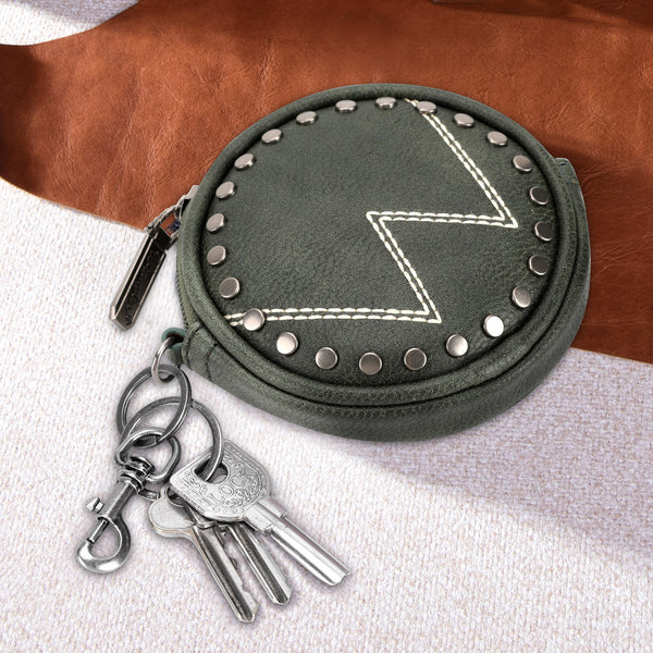 WG116-001 Wrangler Circular Coin Pouch "W" Logo Bag Charm - Green ...