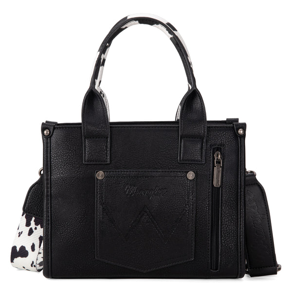 WG133-8120S Wrangler Cow Print Concealed Carry Tote/Crossbody - Black ...
