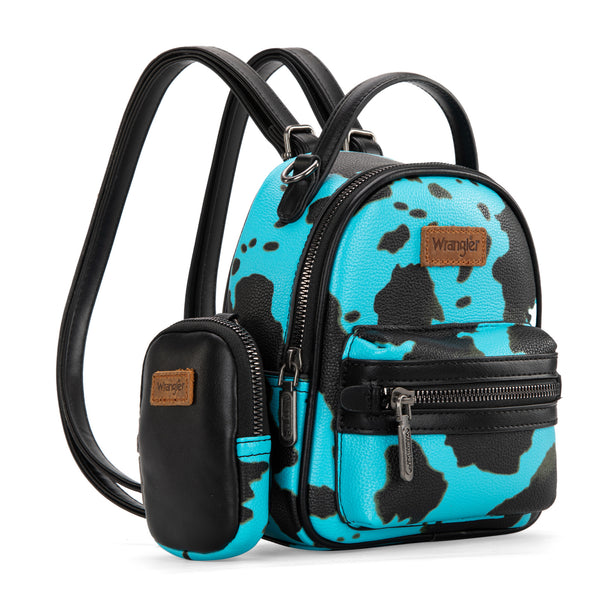 WG133-8600 Wrangler Cow Print Mini Backpack With Coin Pouch - Turquois ...