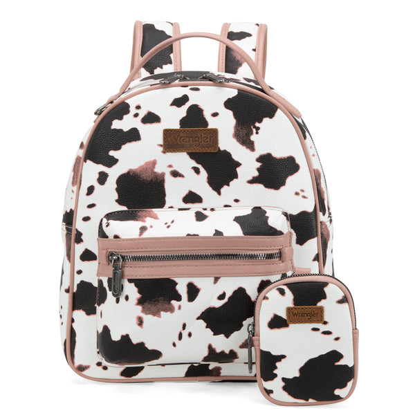WG133-8603 Wrangler Cow Print Backpack With Coin Pouch - Pink – MONTANA ...