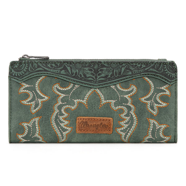 WG145-212 Wrangler Embroidered Bi-Fold Wallet - Green – MONTANA WEST U.S.A
