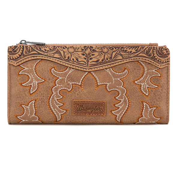 WG145-212 Wrangler Embroidered Bi-Fold Wallet - Khaki – MONTANA WEST U.S.A