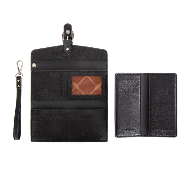 WG195-W055 Wrangler Western Tri-fold RFID Wallet/Wristlet With Detacha ...