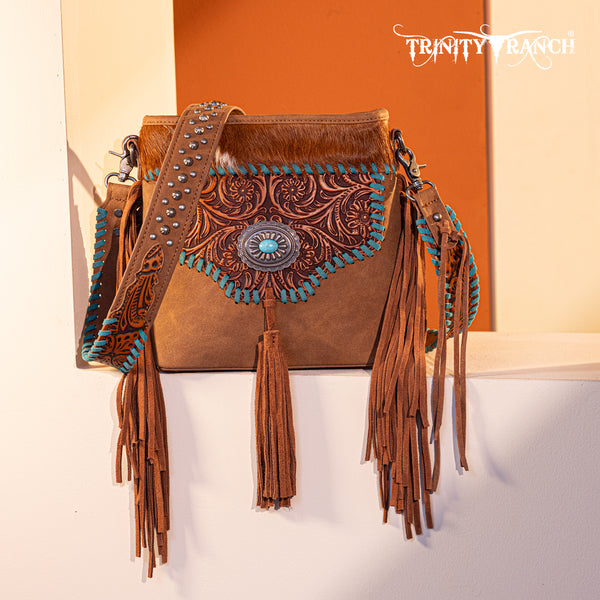 TR177G-9360 Trinity Ranch Hair-On Cowhide Floral Tooled Concealed Carr ...