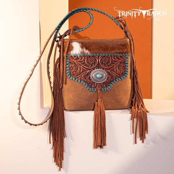 TR177G-9360 Trinity Ranch Hair-On Cowhide Floral Tooled Concealed Carr ...